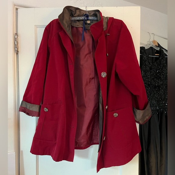 Gallery | Jackets & Coats | Gallery Dark Red Rain Jacket | Poshmark